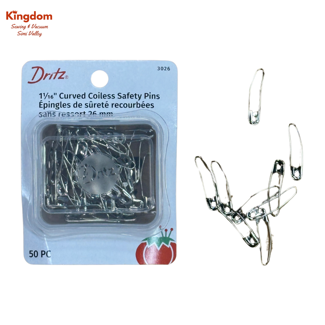 DRITZ CURVED COILESS SAFETY PINS - 50 PCS – Kingdom Sewing & Vacuum